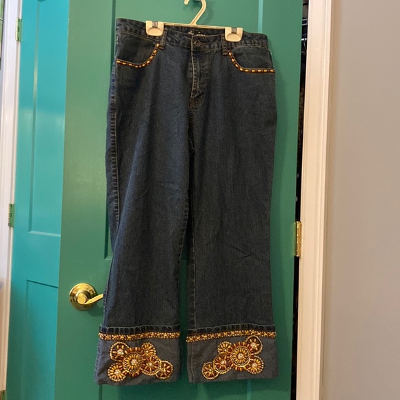 dfx | Jeans | Dfx Beaded Crop Jeans Size 8 Elaborate Beading Along The ...